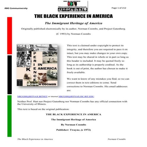The Black Experience in America | PDF