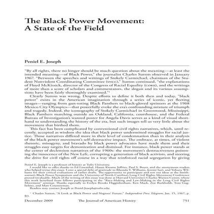 The Black Power Movement, A State of the Field. Joseph PE, 2009. | PDF