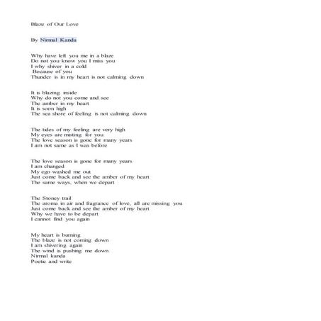 A Blaze Of My Love | DOCX | Bereavement | Family and Relationships