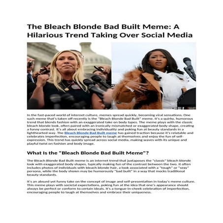 The Bleach Blonde Bad Built Meme A Hilarious Trend Taking Over Social ...