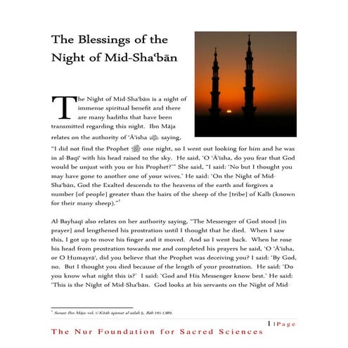 The blessings of the night of mid shaban | PDF