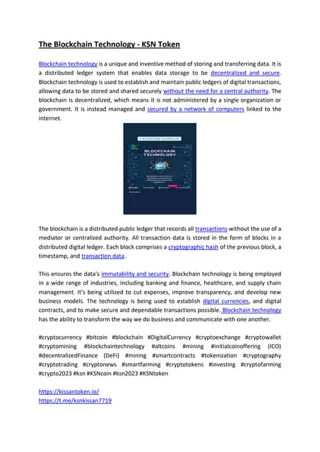 Decentralization and Blockchain fusion with Kissan Token.pdf