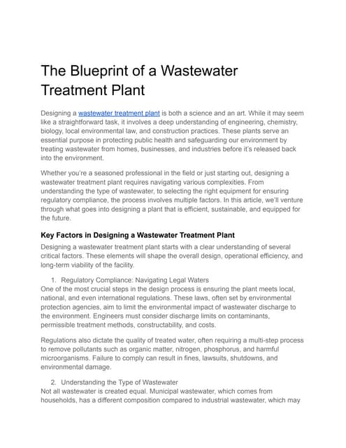 synopsis waste water treatment | DOCX