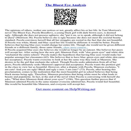 The Bluest Eye Essay | PDF