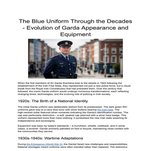 The Blue Uniform Through the Decades - Evolution of Garda Appearance ...