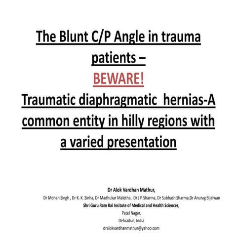 The blunt cp angle in trauma pts-diaphragmatic hernias | PPTX | Death ...