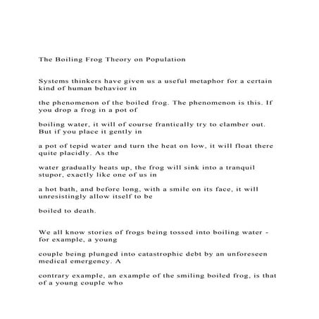 The Boiling Frog Theory on Population Systems thinkers .docx