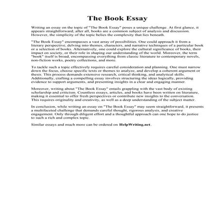 The Book Essay. 010 The Book Essay Example Best Ideas Of Master Thesis On Performance ... | PDF