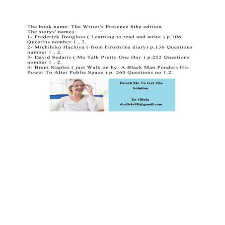 The book name The Writers Presence 8the edition.The storys name.docx