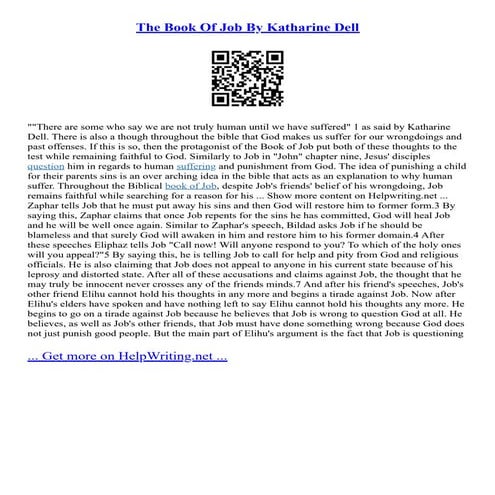 The Book Of Job By Katharine Dell | PDF