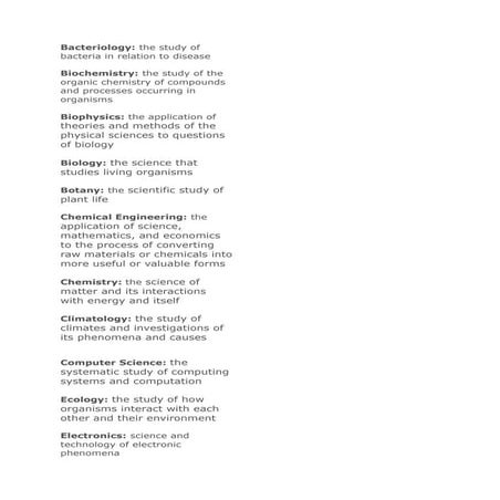 A LONG CHART ON ALL BRANCHES OF SCIENCE & NAMES | PPTX