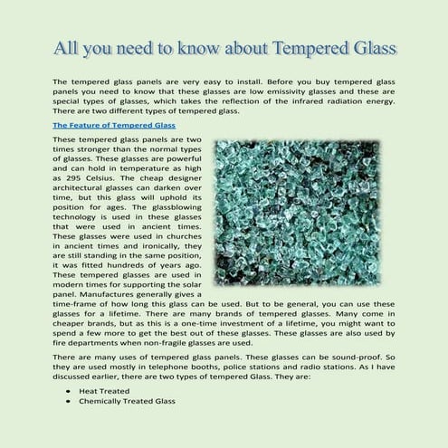All you need to know about Tempered Glass | PDF