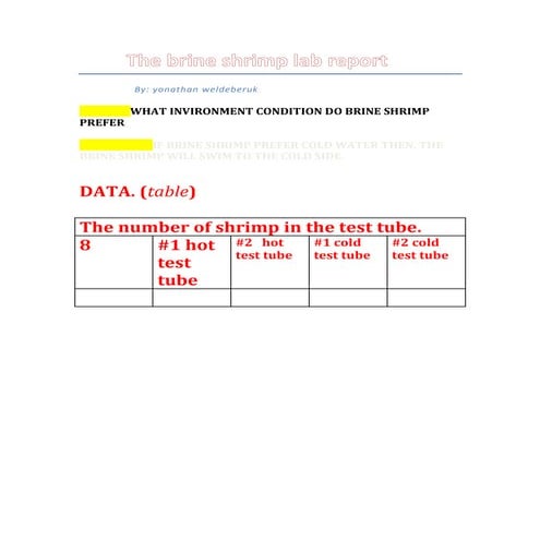 The brine shrimp lab report 1 | DOCX