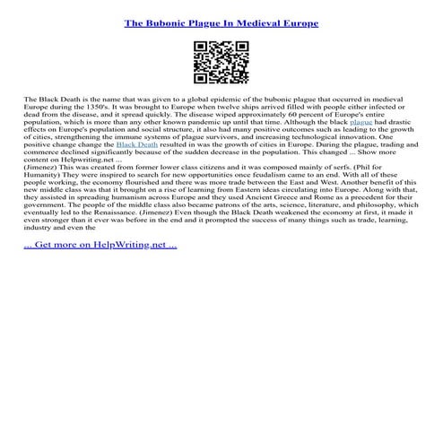 The Bubonic Plague In Medieval Europe | PDF