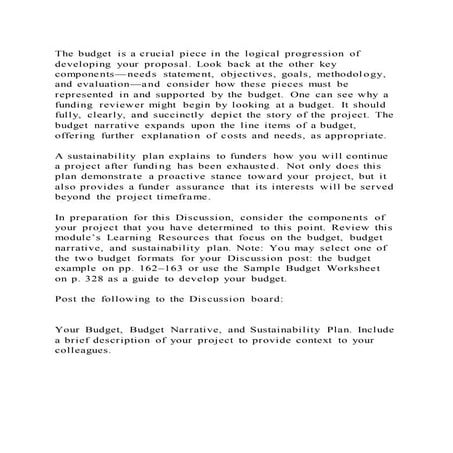 The budget is a crucial piece in the logical progression of developi | PDF