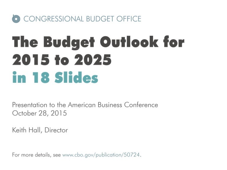 The Budget Outlook for 2015 to 2025 in 18 Slides