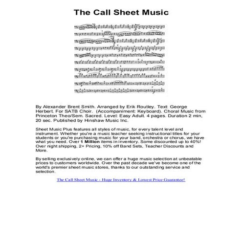 The call sheet music | PDF