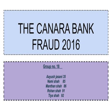 THE CANARA BANK FRAUD 2016 project report | PPT