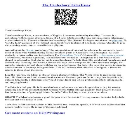 The Canterbury Tales Essay | PDF | Poetry | Books and Literature
