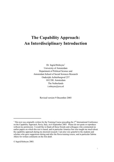 Capability approach Theory Amartya Sen | PPTX
