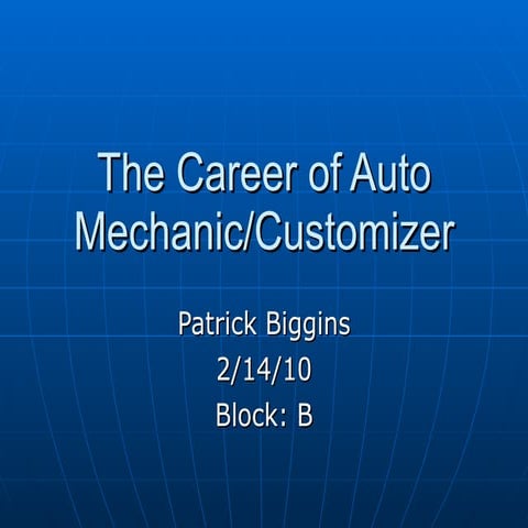 The Career Of Auto Mechanic | PPT