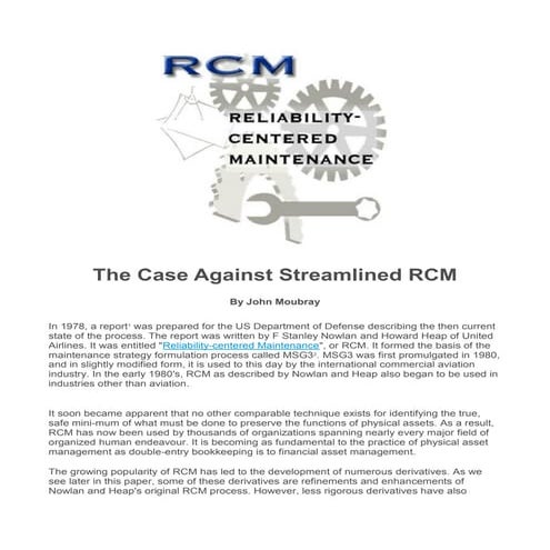 The case against streamlined rcm | PDF