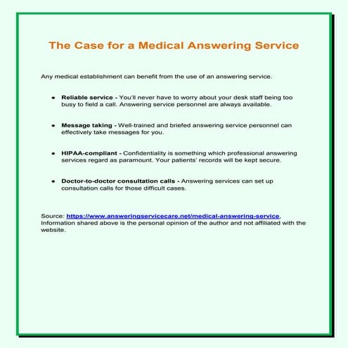 The Case for a Medical Answering Service | PDF