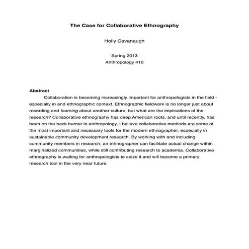 The Case for Collaborative Ethnography | PDF