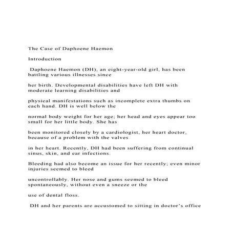 The Case of Daphoene Haemon Introduction Daphoene H.docx