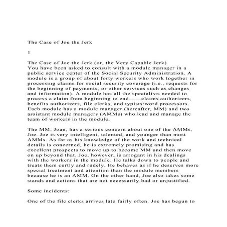 The Case of Joe the Jerk1The Case of Joe the Jerk (or,.docx