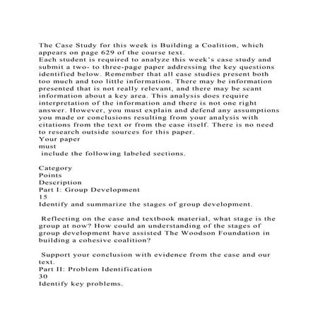 The Case Study for this week is Building a Coalition, which appear.docx