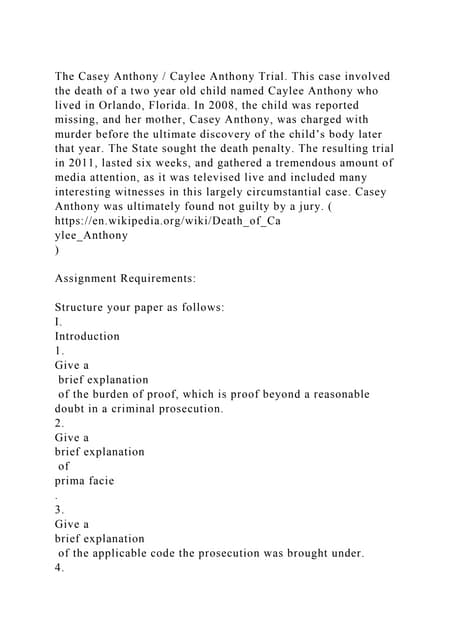Project 1 Case AnalysisThe Casey Anthony Caylee Anthony Trial.docx