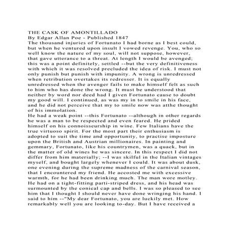 THE CASK OF AMONTILLADOBy Edgar Allan Poe - Published 1847The .docx