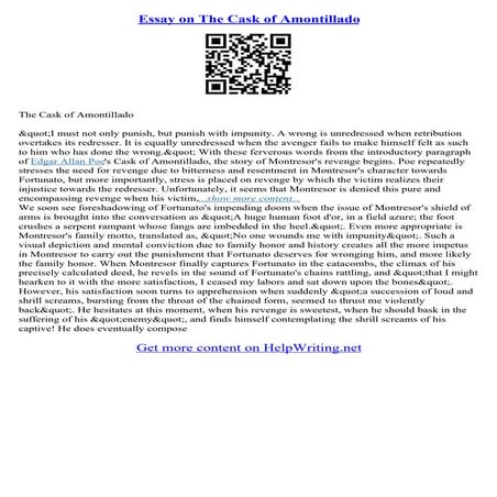 The Cask Of Amontillado Essay | PDF