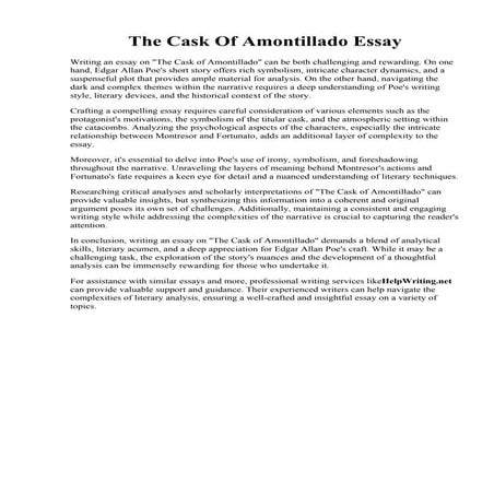 The Cask Of Amontillado Essay | PDF | Lung and Respiratory Health ...