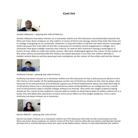 The Cast list | DOCX