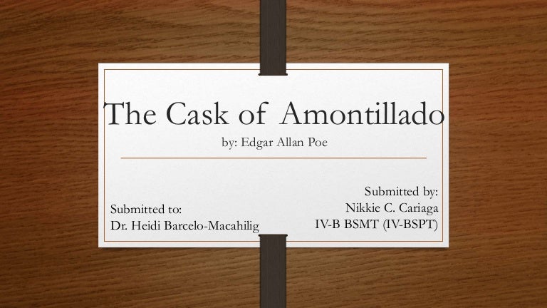 The cask of amontillado summary and analysis - worsnox