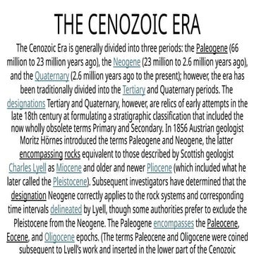 THE CENOZOIC ERA the content and contextual analysis of selected ...