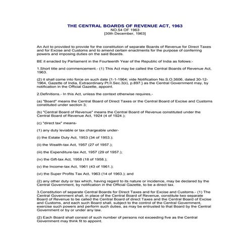 The central boards of revenue act 1963 | DOC