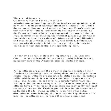 The central issues in Criminal Justice and the Rule of Law r.docx