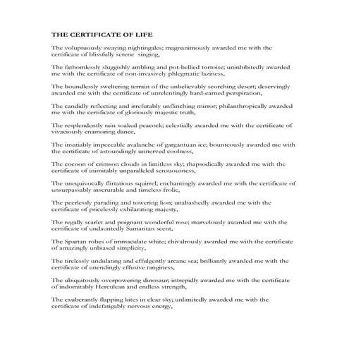 The Certificate Of Life | DOC