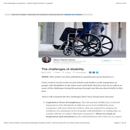 The challenges of disability. | Albert Vilariño Alonso | Linkedin | PDF ...