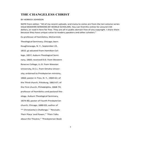 The changeless christ | PDF