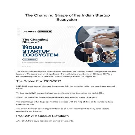 The Changing Shape of the Indian Startup Ecosystem | PDF