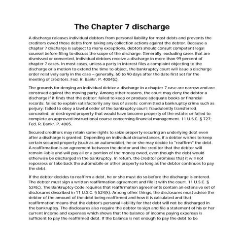 The chapter 7 discharge | PDF