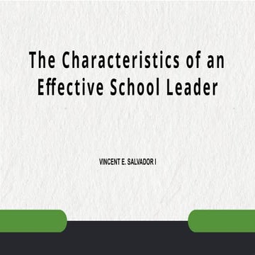 Key Characteristics of Effective School Leadership for Educational ...
