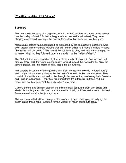 Charge of the light brigade | PPT