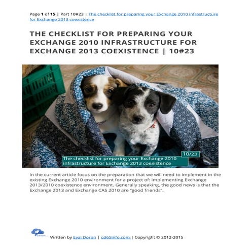 The checklist for preparing your Exchange 2010 infrastructure for ...