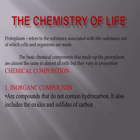 The chemistry of life | PPTX | Chemistry | Science
