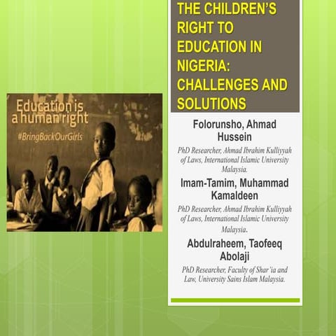 The children’s right to education in Nigeria: Challenges and Prospect ...